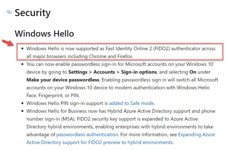 Using Windows Hello FIDO2 capability with web browsers, Microsoft WVD ...